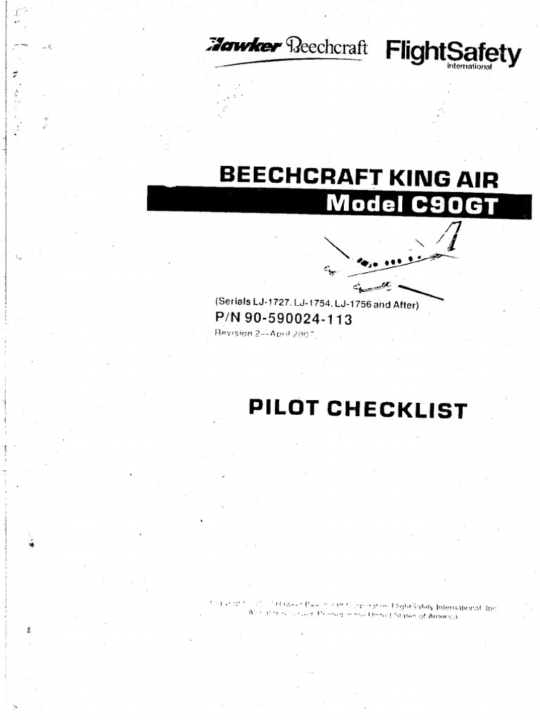 King AIR C90GT Pilot Checklist