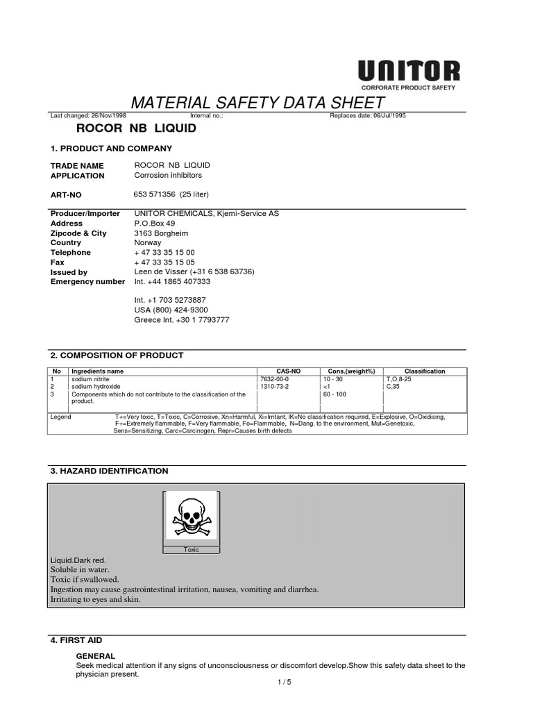 Rocor NB | PDF | Toxicity | Personal Protective Equipment