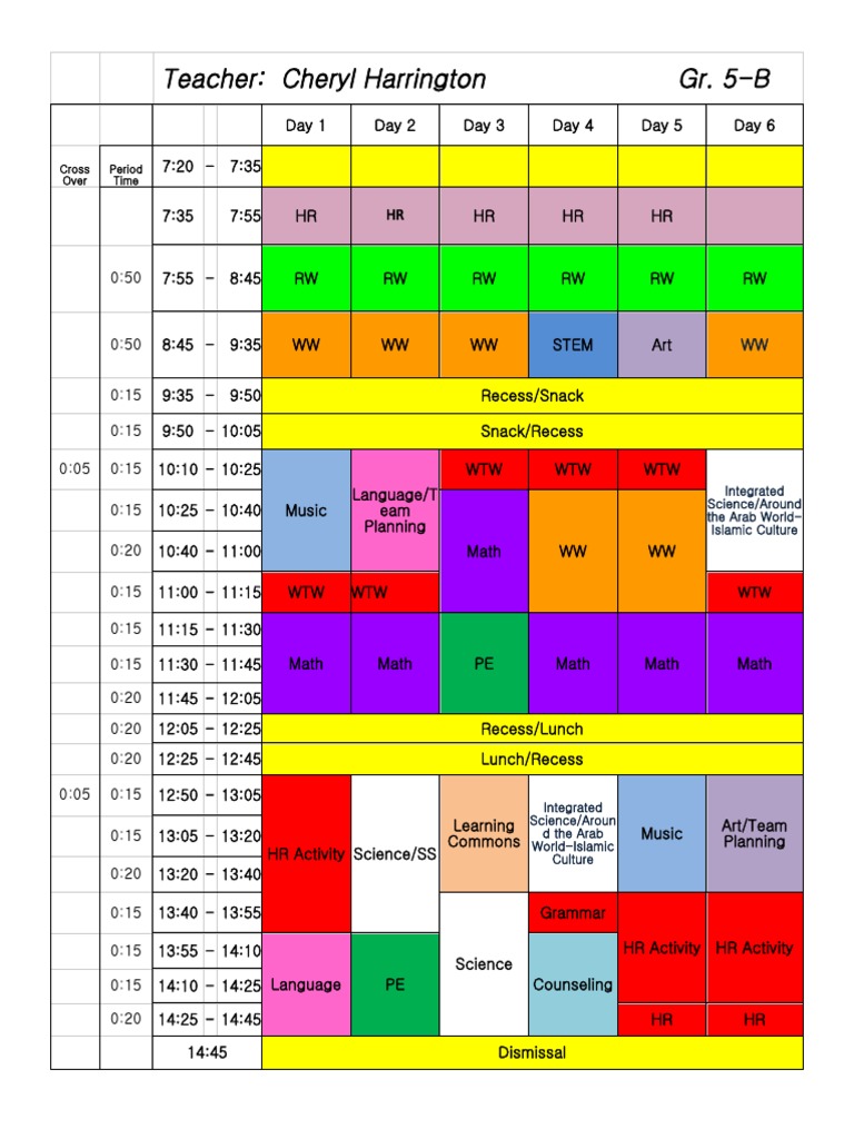 Master Schedules Final 2014-2015 - 5-B | PDF