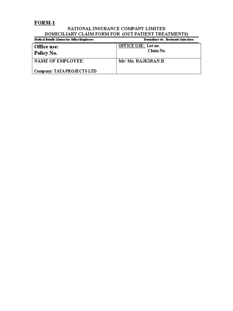 Domiciliary Claim Form for NIC | PDF | Business | Computers