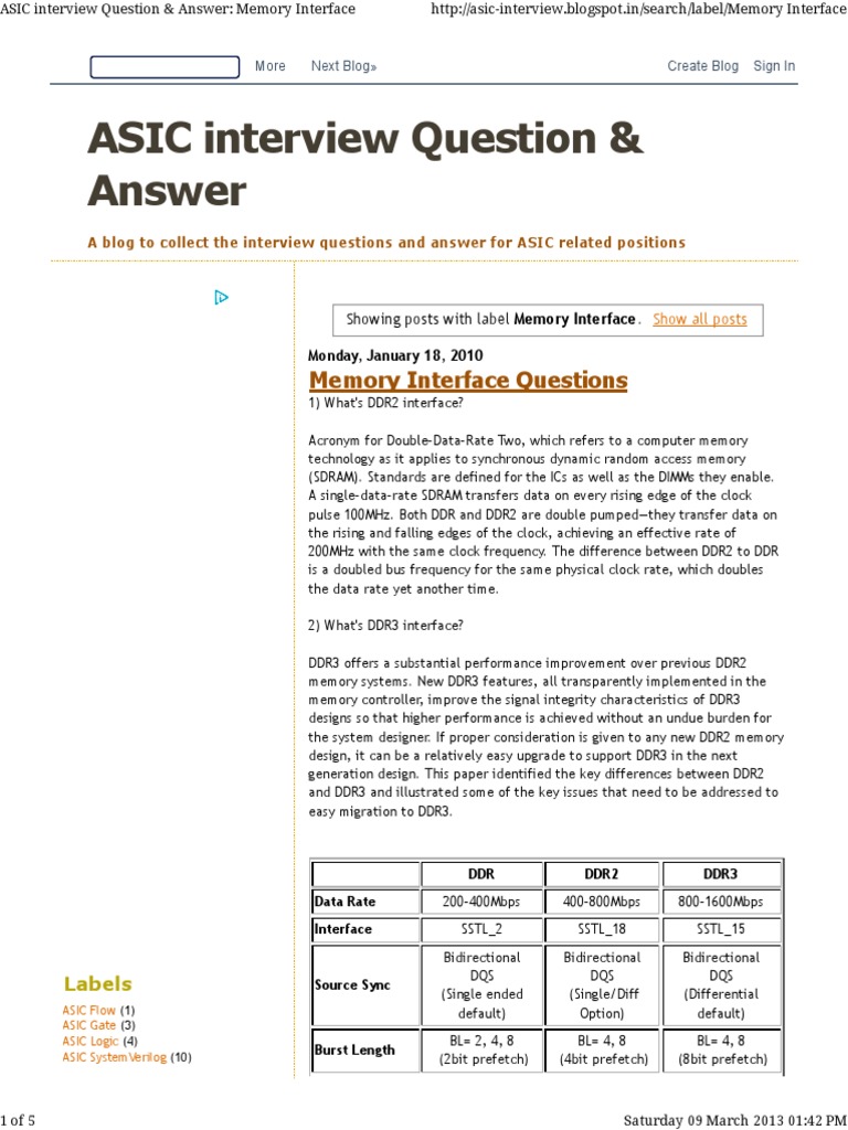 ASIC Interview Question & Answer: Memory Interface Questions | PDF ...
