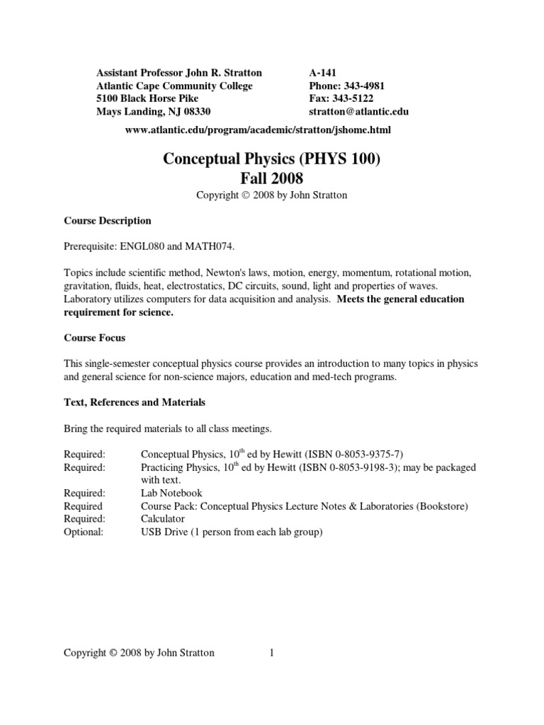 Conceptual Physics (PHYS 100) Fall 2008: TH TH | PDF | Air Conditioning | Force