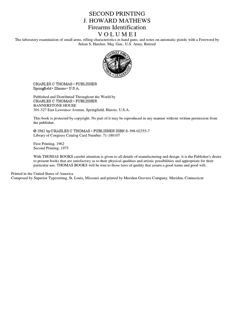 Firearms Identification Vol 1 - JH Mathews 1973 | PDF | Bullet ...