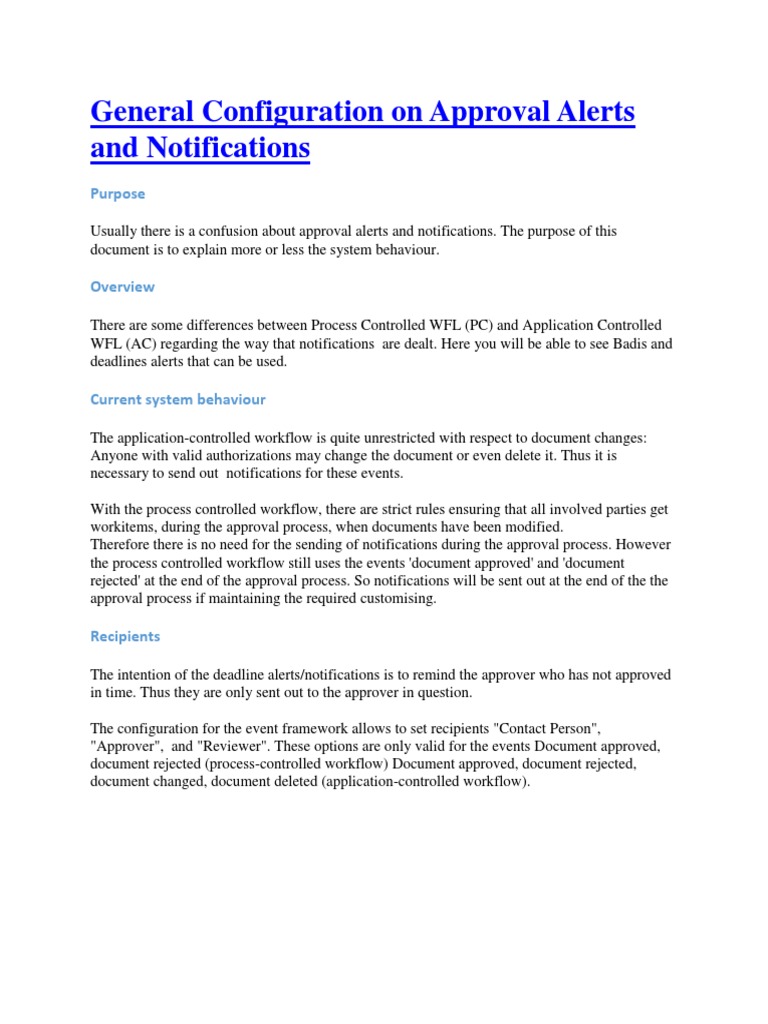 General Configuration On Approval Alerts and Notifications | PDF ...
