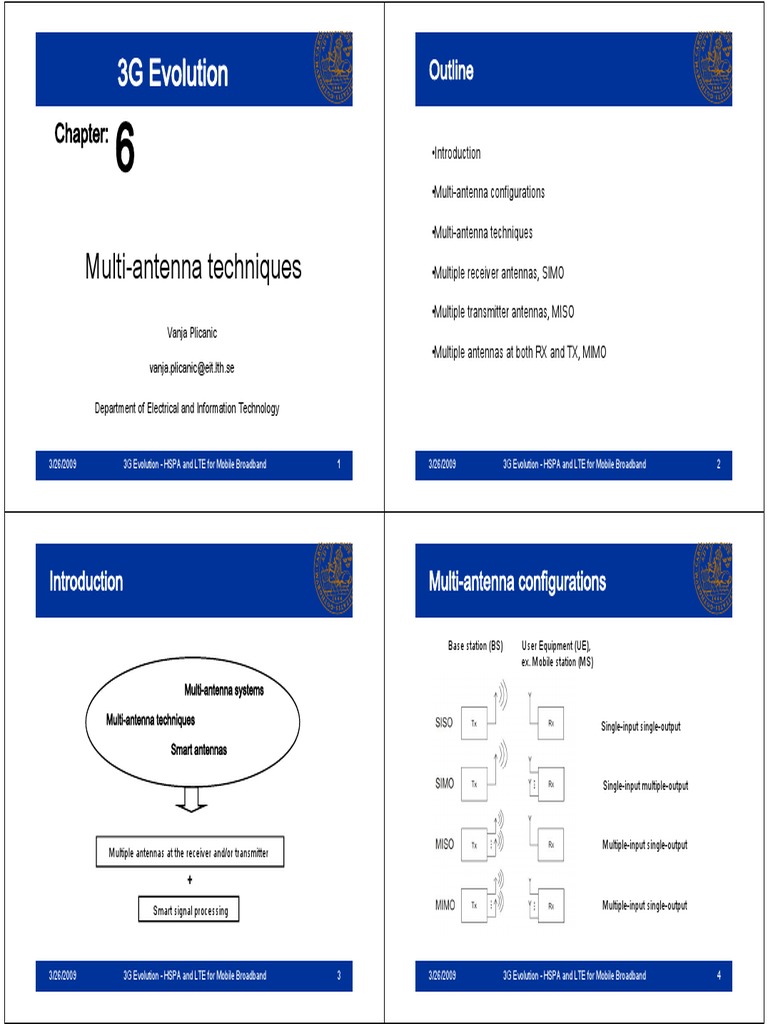 M Lti T Thi Multi-Antenna Techniques: 3G Evolution | PDF | Mimo | Multiplexing