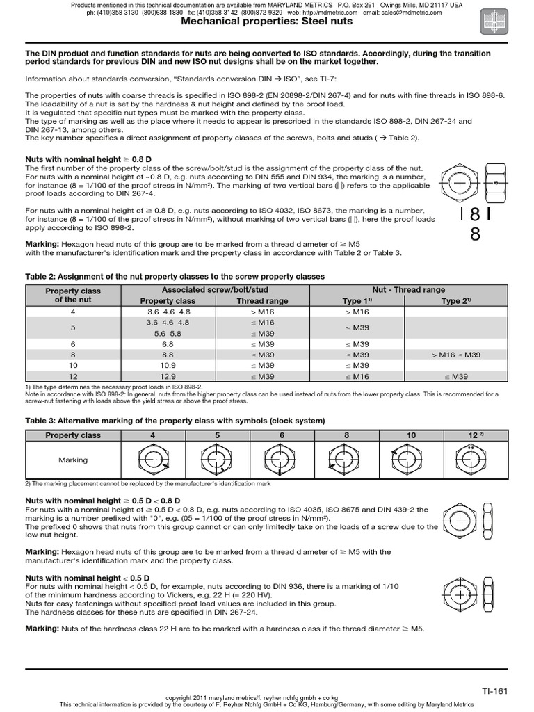 Mechanical Properties: Steel Nuts | PDF | Nut (Hardware) | Screw