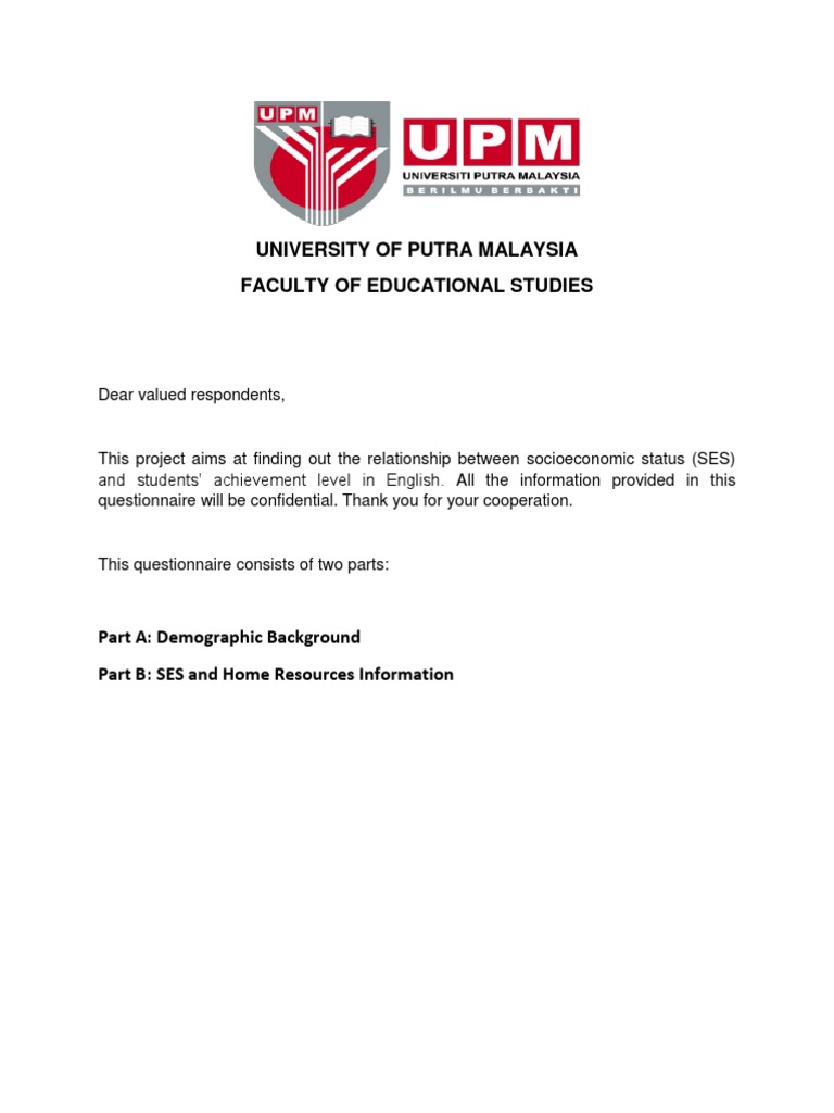 SES and Student Achievement Survey | PDF | Career & Growth