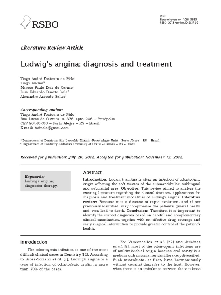 Angina Ludwig | PDF | Infection | Medical Diagnosis