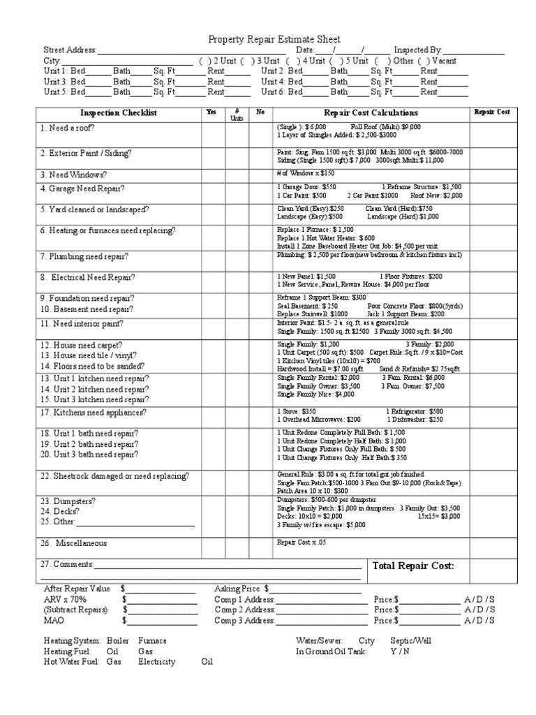 Home Repair Estimate Template | PDF | Hvac | Furnace