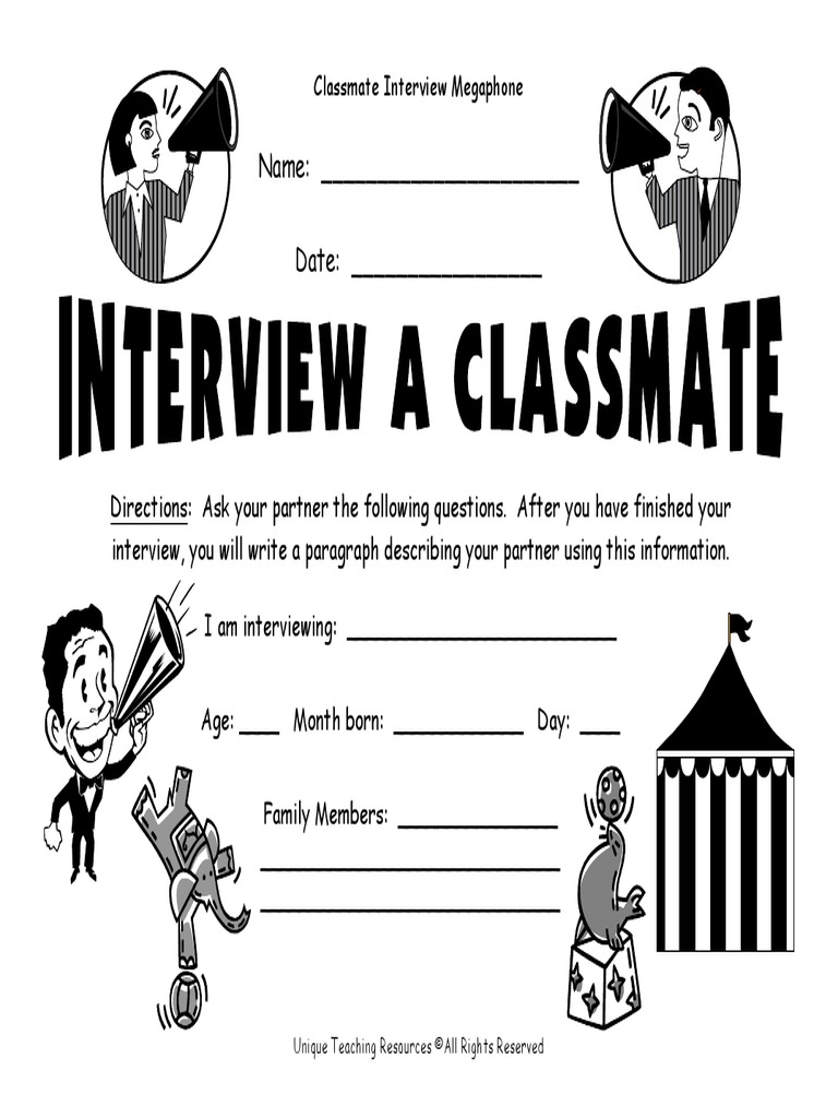 1 A Classmate Interview Megaphone Templates | PDF | Leisure