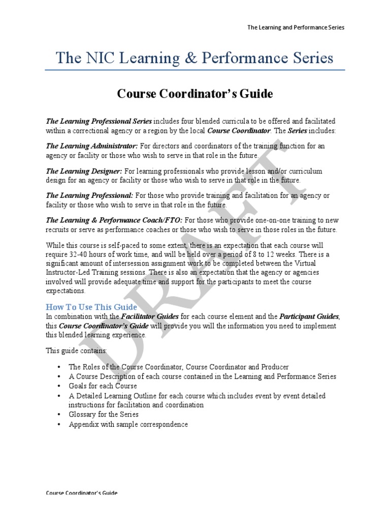 Course Coordinator Guide | Instructional Design | Educational Technology