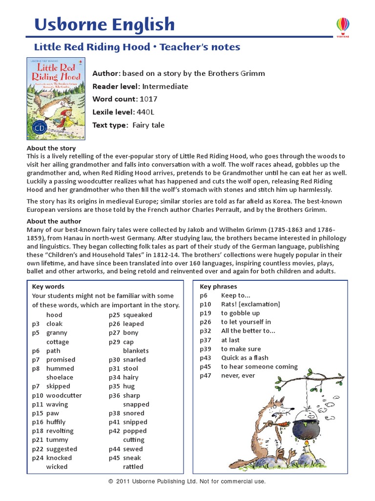Little Red Riding Hood Teachers Notes | PDF | Little Red Riding Hood ...