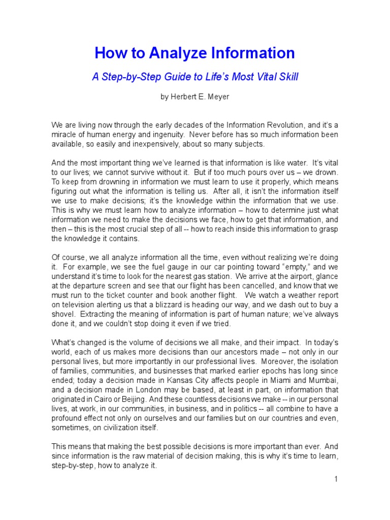 How To Analyze Information | PDF | Business