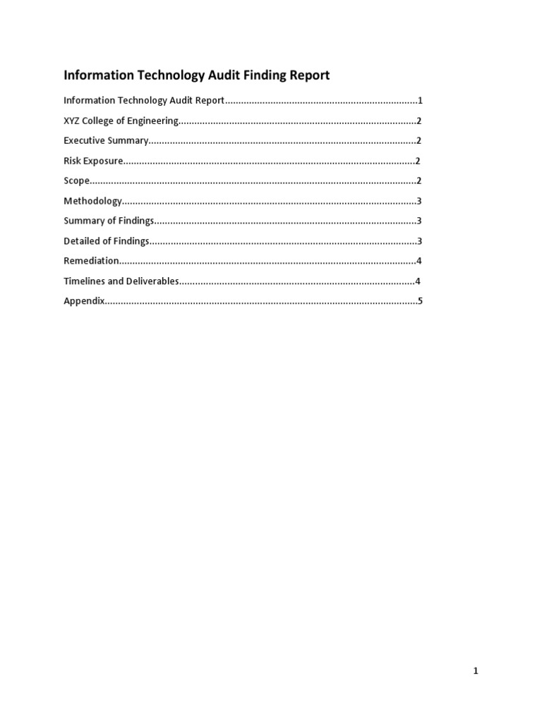 Information Technology Audit Finding Report | PDF | Questionnaire ...