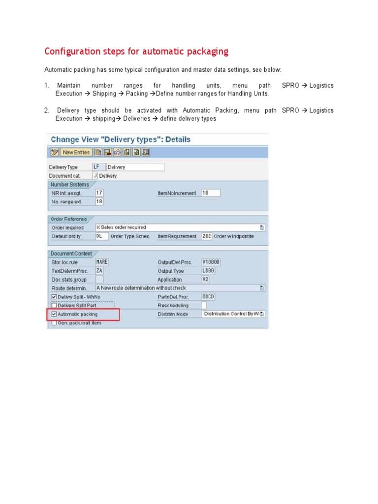 Configuration Steps For Automatic Packaging | PDF | Packaging And ...