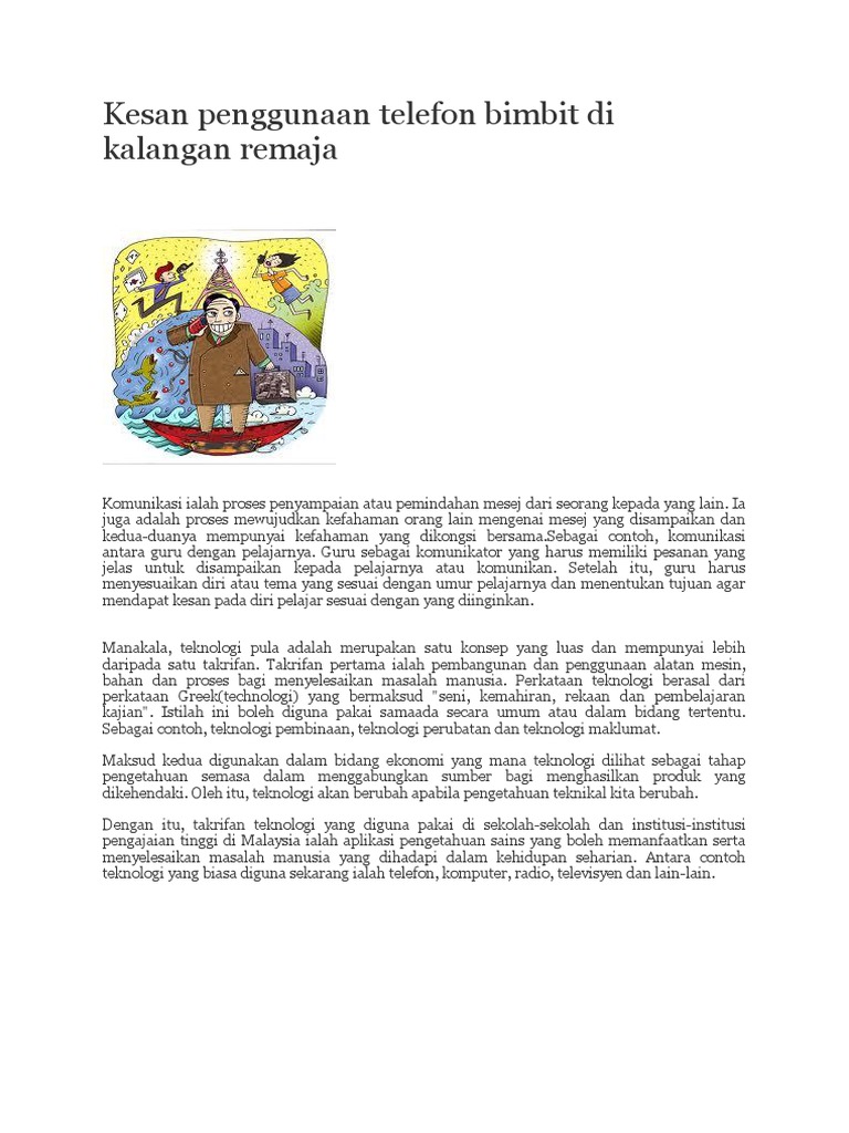 Kesan Penggunaan Telefon Bimbit Di Kalangan Remaja | PDF