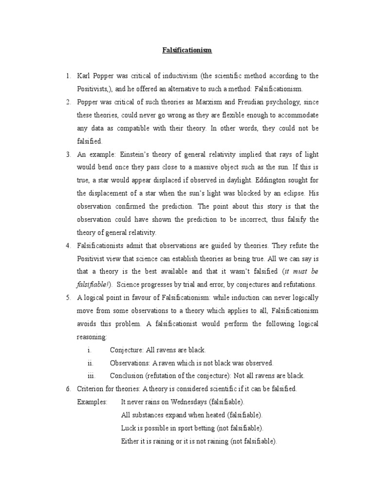 Introduction To Falsificationism | PDF | Falsifiability | Theory