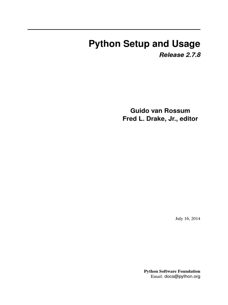 Python Setup and Usage: Release 2.7.8 | PDF | Command Line Interface | Windows Registry
