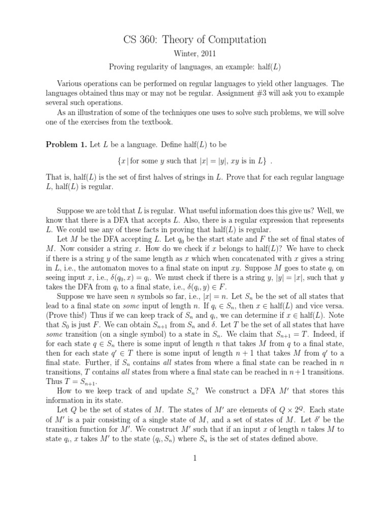 CS 360: Theory of Computation | Download Free PDF | Regular Expression | Theory Of Computation