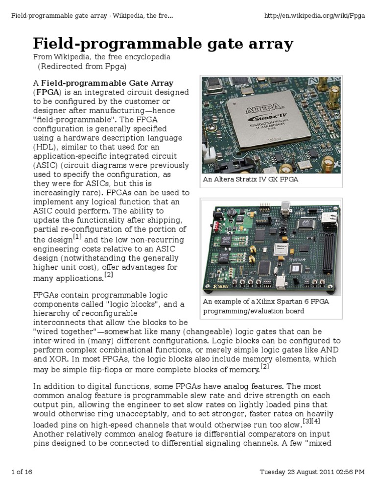 Fpga Wikipedia | PDF | Field Programmable Gate Array | Hardware ...