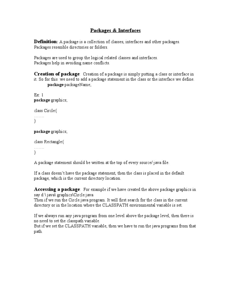 Unit Iv Packagesandinterfaces Pdf Class Computer Programming Method Computer Programming