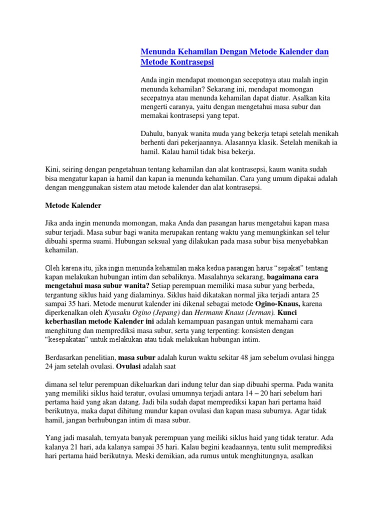 KB Metode Kalender | PDF