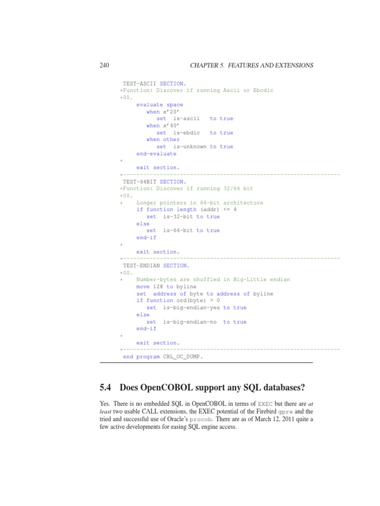 5.4 Does Opencobol Support Any SQL Databases?: Chapter 5. Features and Extensions | PDF ...