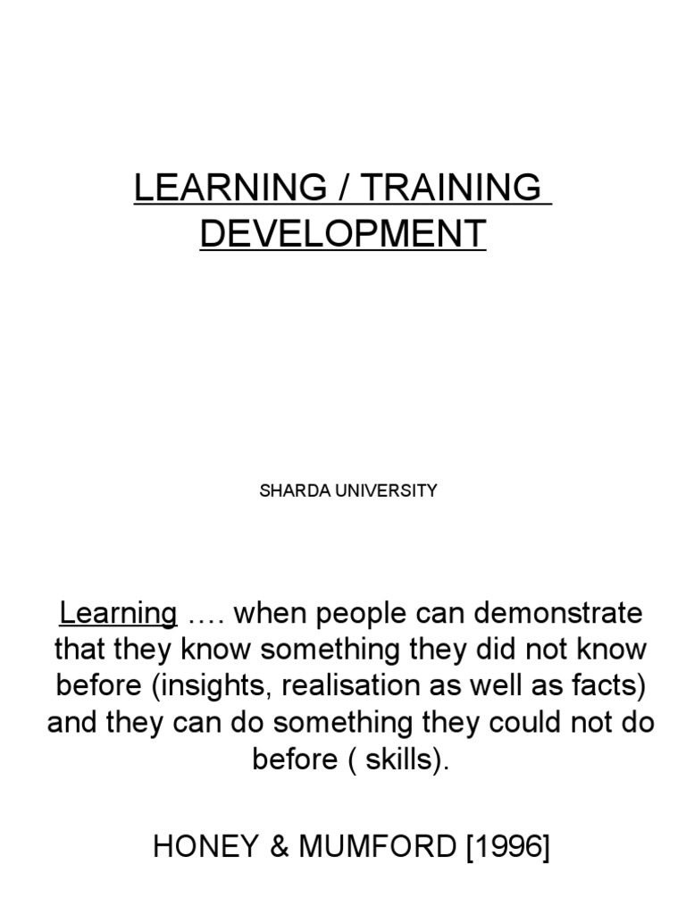 Learning Training Development Pdf Learning Knowledge