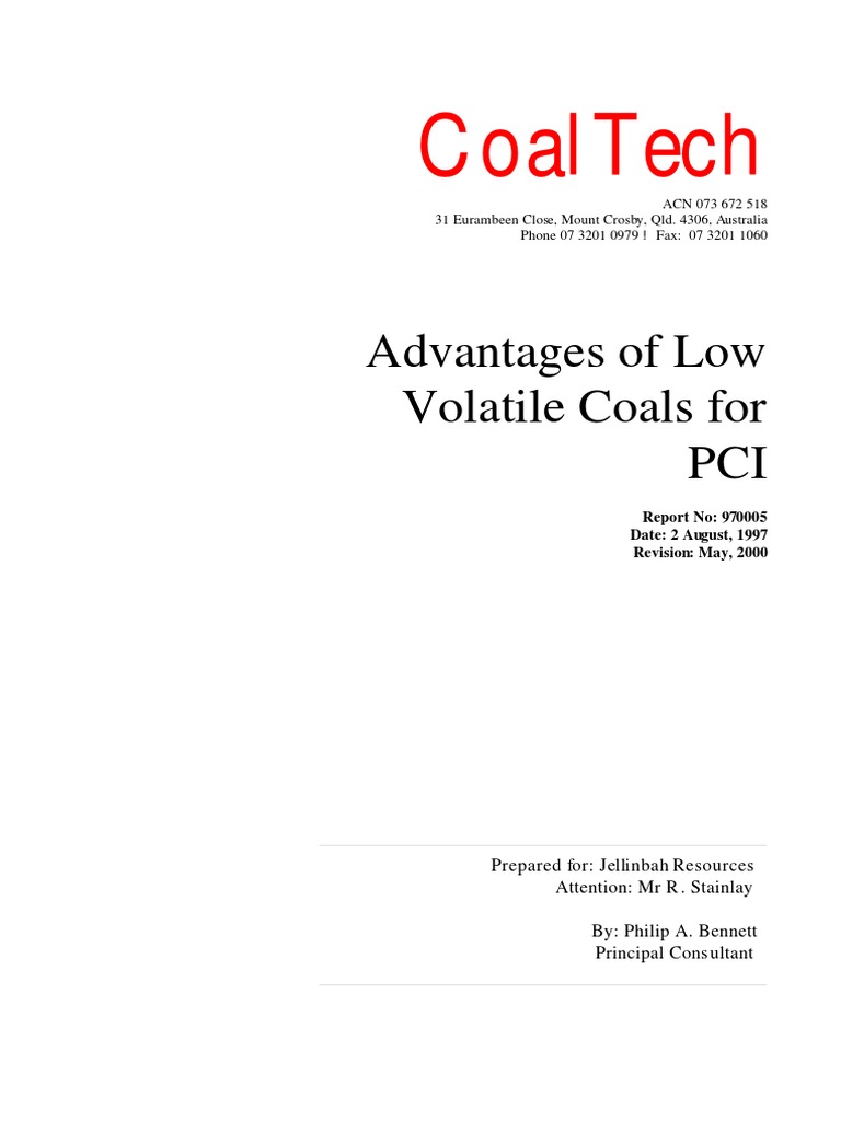 Advantages of Low Volatile Coals For PCI | PDF | Coke (Fuel) | Coal