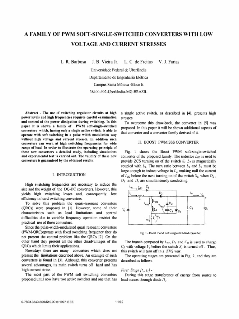 PWM Soft-Single-Switched Converters Family with Low Stresses | PDF | Capacitor | Electromagnetism