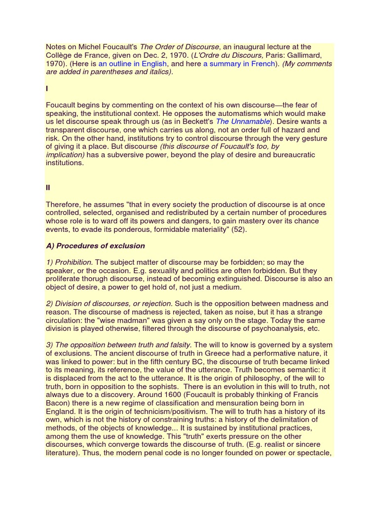Foucault's Discourse Analysis | PDF | Discourse | Michel Foucault