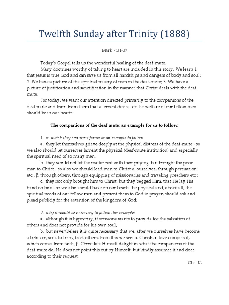 Twelfth Sunday After Trinity (1888) | PDF