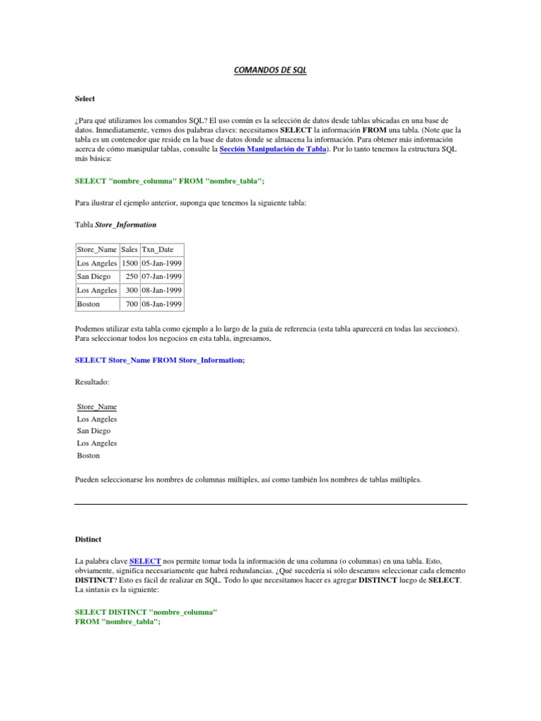 Apuntes de SQL | PDF | SQL | Tabla (base de datos)