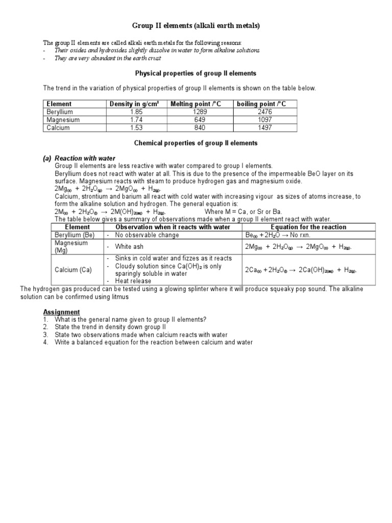 Properties of Group II Elements Updated1 | PDF | Science & Mathematics