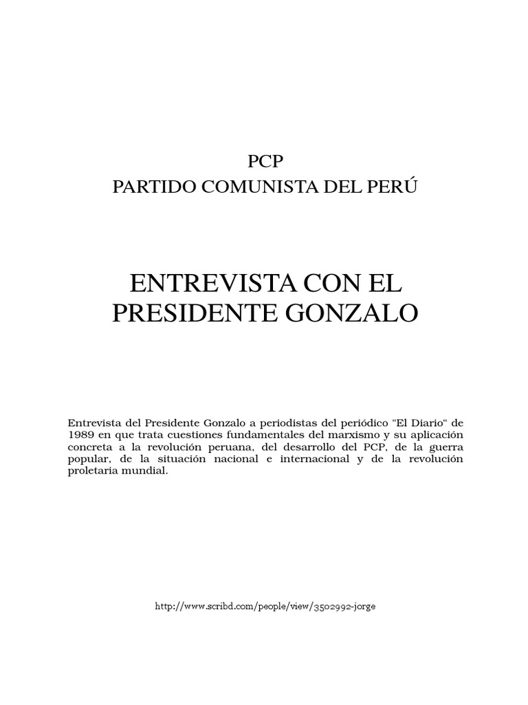 PCP Entrevista Con El Presidente Gonzalo | PDF | maoísmo | marxismo