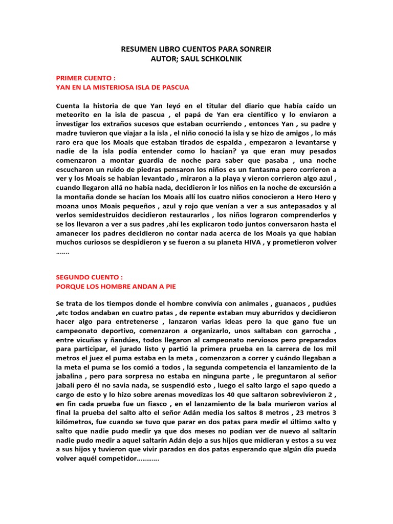 Resumen Libro Cuentos para Sonrei1 | PDF | Pollo | Ocio