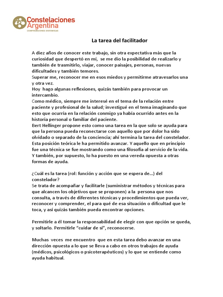 La Tarea Del Facilitador Por DR Miguel Schiavo | PDF | Conceptos ...
