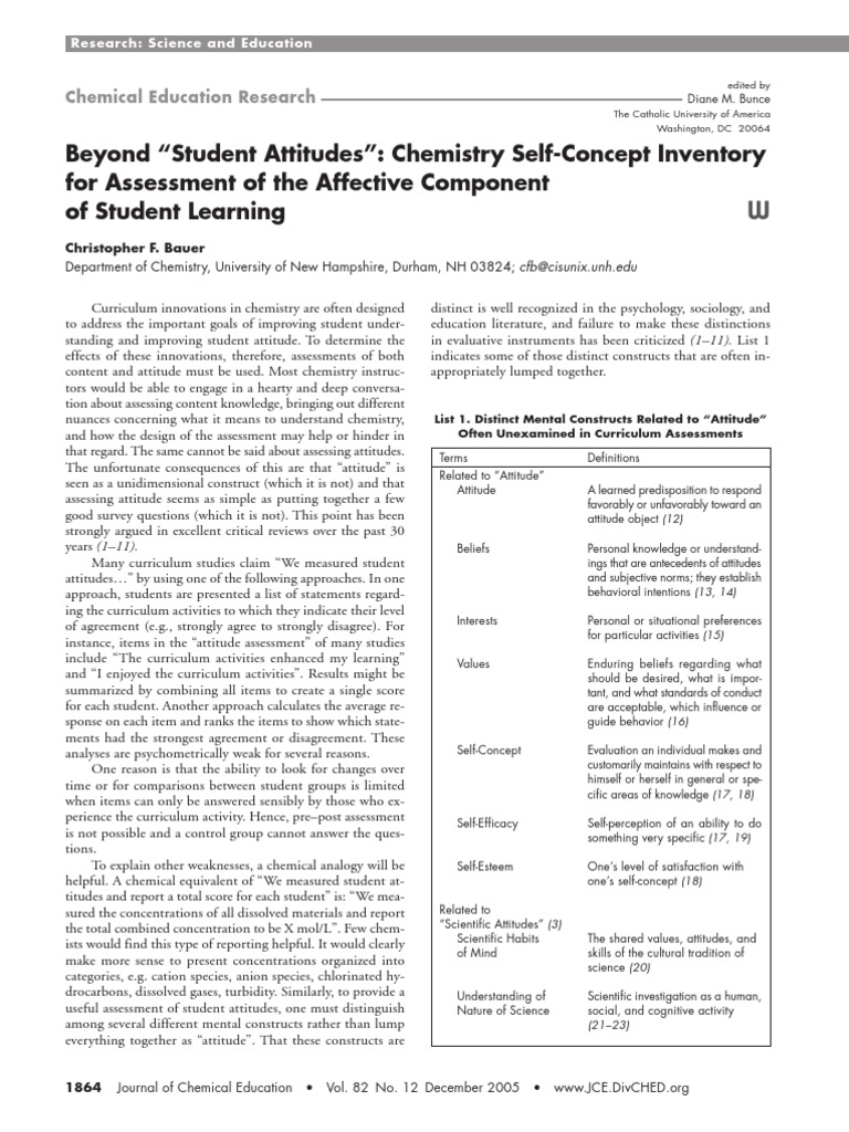 Beyond "Student Attitudes": Chemistry Self-Concept Inventory For ...