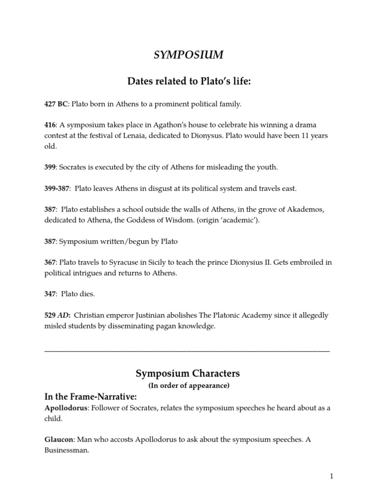 Plato and Symposium Summary | PDF | Symposium (Plato) | Plato