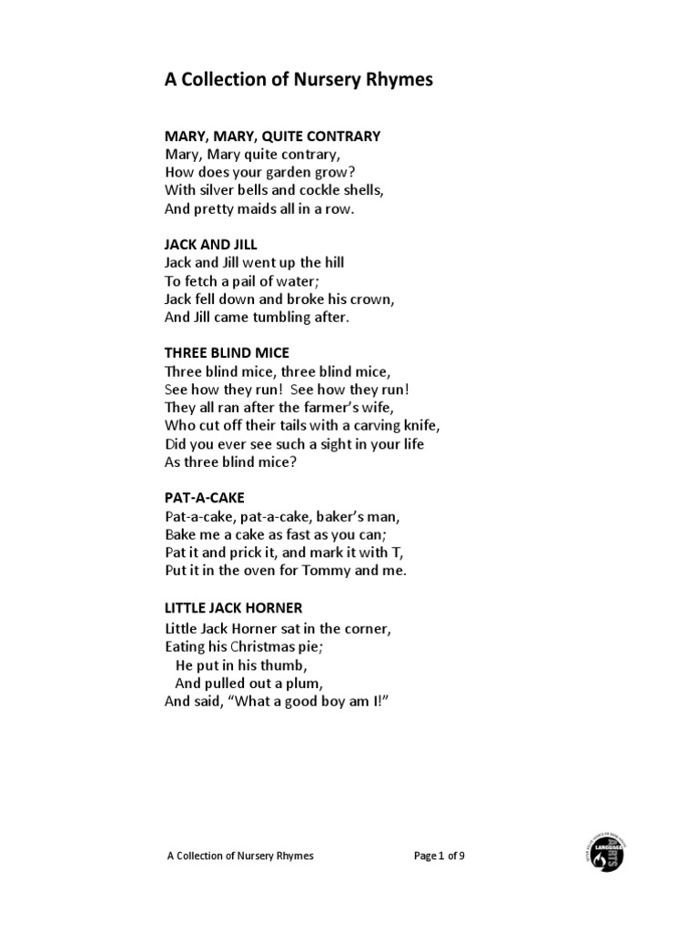 Classic Nursery Rhymes Collection | PDF