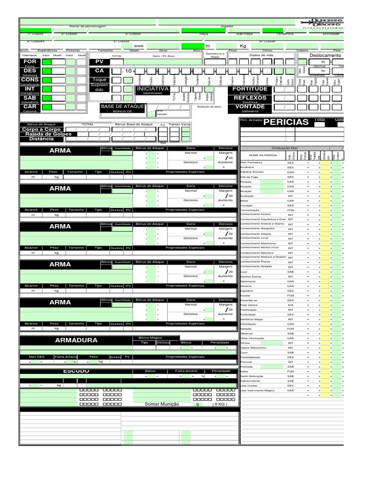 Ficha D&D 3.5 Todas As Classes | PDF | Dragão | Natureza