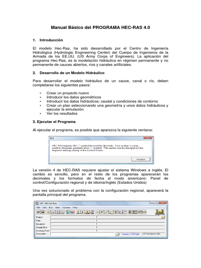 Manual Básico de HEC-RAS | PDF | Point and Click | Simulación