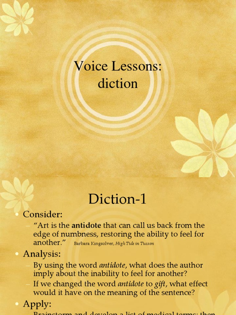 Analyzing Diction in Voice Lessons | PDF | Predation | Sentence ...