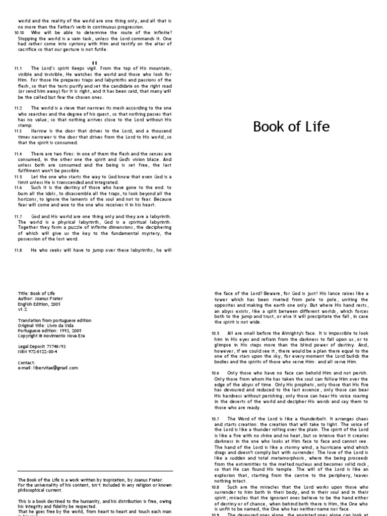 Book of Life | PDF | Transcendence (Religion) | God