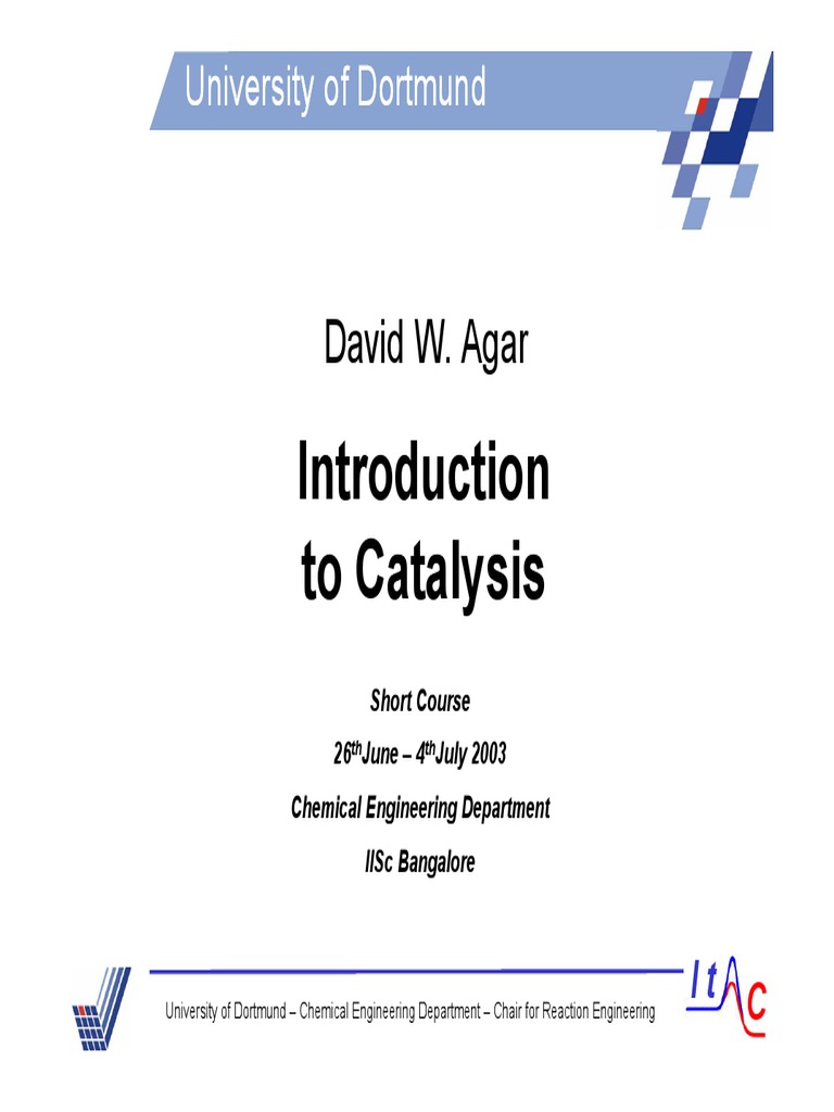 Introduction To Catalysis - Lecture 5 | PDF | Catalysis | Chemical Reactor