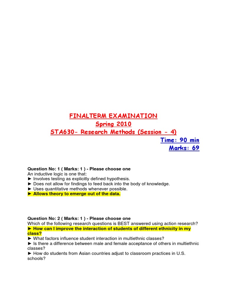 Sta630 Final Mega File | PDF | Sampling (Statistics) | Level Of Measurement Sta630 Final Mega File | PDF | Sampling (Statistics) | Level Of Measurement