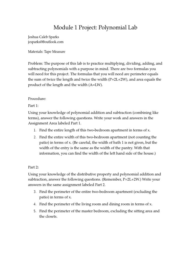 Polynomial Operations in Apartment Design | PDF | Polynomial | Equations