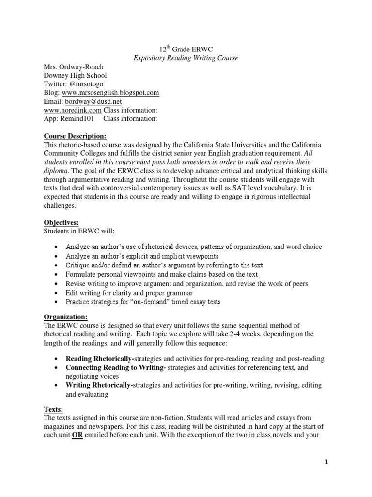 Understanding ERWC for Seniors | PDF | Sat | Reading (Process)