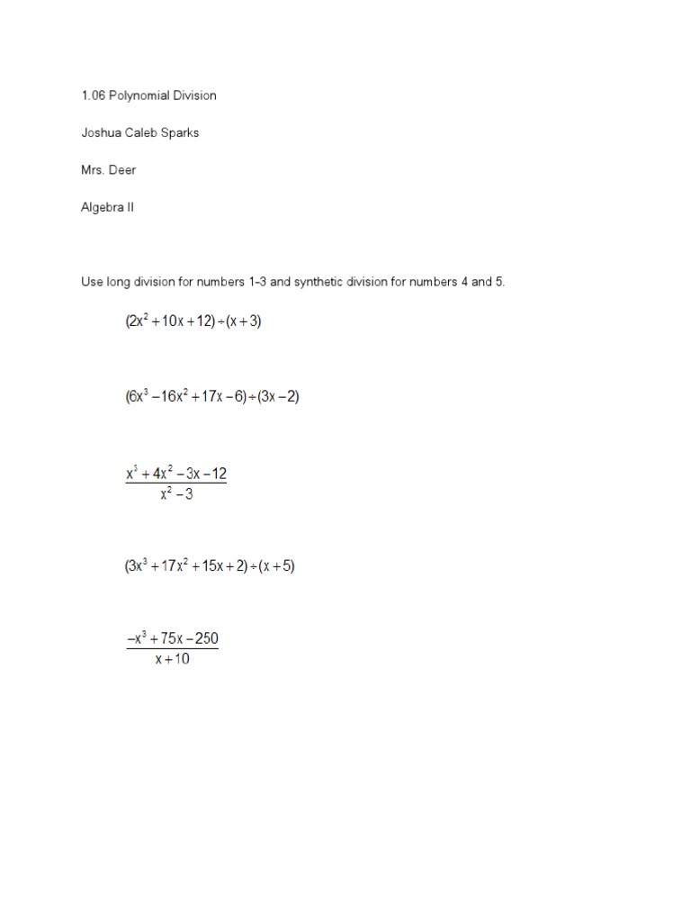 106 Polynomial Division | PDF