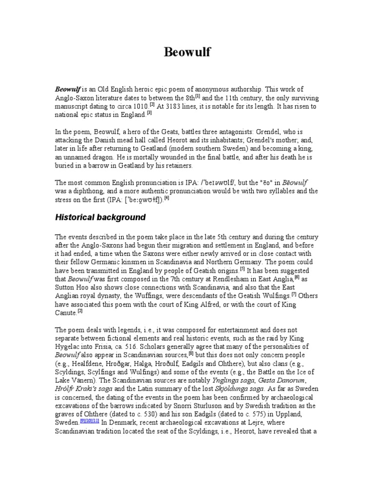 Beowulf is an Old English Heroic Epic Poem of Anonymous | Beowulf ...